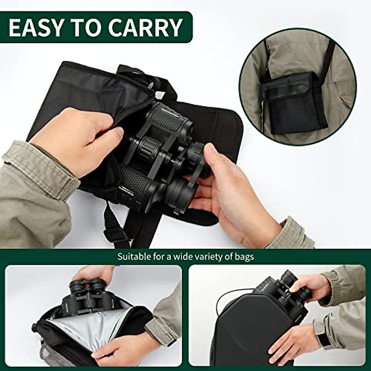 NOBLEDUCHESS 20x50 High Power Binoculars for Adults with Low Light Night Vision, Compact Waterproof Binoculars for Bird Watching Hunting Travel Football Games Stargazing with Carrying Case and Strap