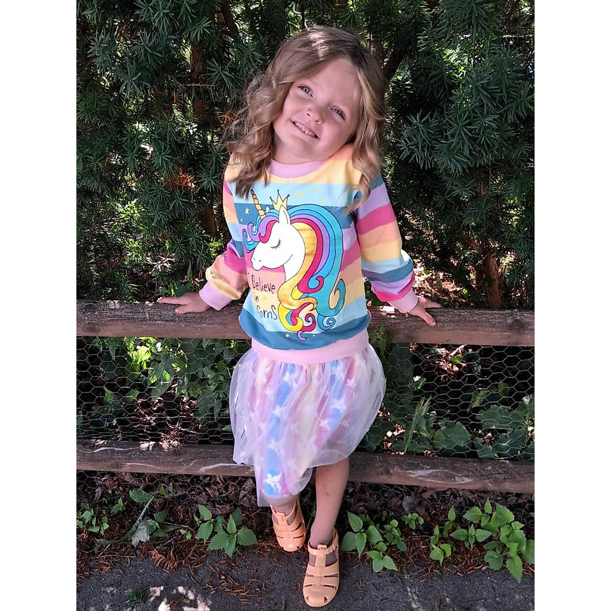 Kids Girls 2 Piece Valentine's Day Outfits Ruffle Sleeve Sweatshirts Tulle Sequins Skirt Dresses Clothes Toddler Heart Print Shirt Tutu Set 8t