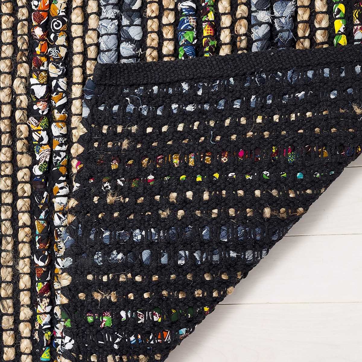 SAFAVIEH Cape Cod Collection Runner Rug - 2'3" x 12', Blue & Multi, Handmade Flat Weave Braided Stripe Cotton & Jute, Ideal for High Traffic Areas in Living Room, Bedroom (CAP361A)