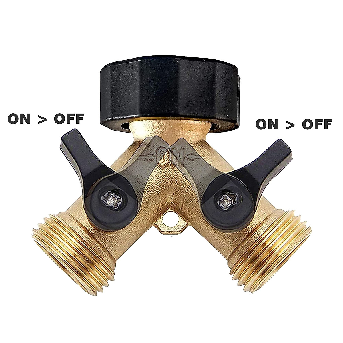 Brass Garden Hose Splitter 2 way Heavy Duty, Brass Hose Y Splitter 2 Valves, Y conneector with 2 Extra Rubber Washers