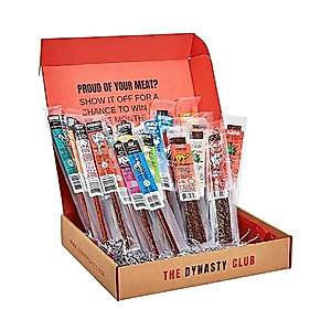 Jerky Dynasty The Ultimate 27-Piece Exotic Jerky with Gift Box - Buffalo Bob's Wild Game Jerky Variety Pack - Exclusive Flavors, Hefty Discount, Great for Stocking Stuffer & Protein Snack - Farm Raised