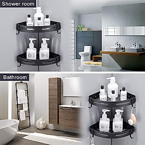 GRICOL Bath Corner Shower Shelves Adhesive Caddy, Wall Mounted, No Drilling Racks Shower Organizer Basket, Aluminum Storage for Bathroom Kitchen