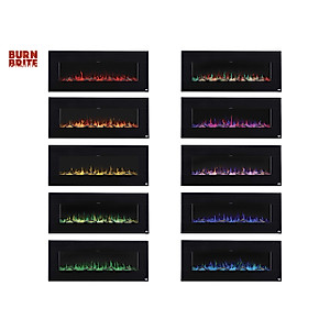 BurnBrite 88001 50-Inch Dual-use Wall Mount & Recessed Electric Fireplace with Crystals and Driftwood, Black