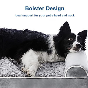 Figopage Orthopedic Dog Beds for Large Dogs - Extra Large Dog Beds for Large Dogs with Washable Removable Cover, Waterproof Comfy Dog Bed Couch with Sides for Medium/Large Dogs