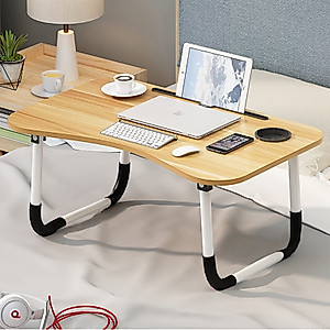 Lap Desk,Portable Laptop Desk Foldable Bed Table with Phone Stand and Cup Holder for Bed/Couch/Sofa Working, Reading