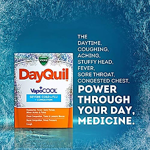 Vicks DayQuil and NyQuil VapoCOOL SEVERE Combo Cold & Flu + Congestion Medicine, Max Strength Relief For Fever, Sore Throat, Nasal Congestion, Sinus Pressure, Cough, 48 Count - 32 DayQuil, 16 NyQuil