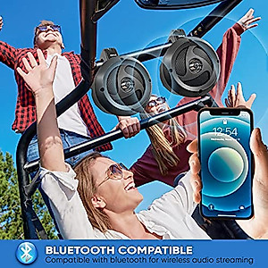 Pyle 2-Way Waterproof Bluetooth Off-Road Speakers - 4 inch 900W Active Passive Marine Grade Wakeboard Tower Speakers System w/AUX, Full Range Outdoor Stereo Speaker for ATV/UTV Jeep Boat PLUTV40BTA