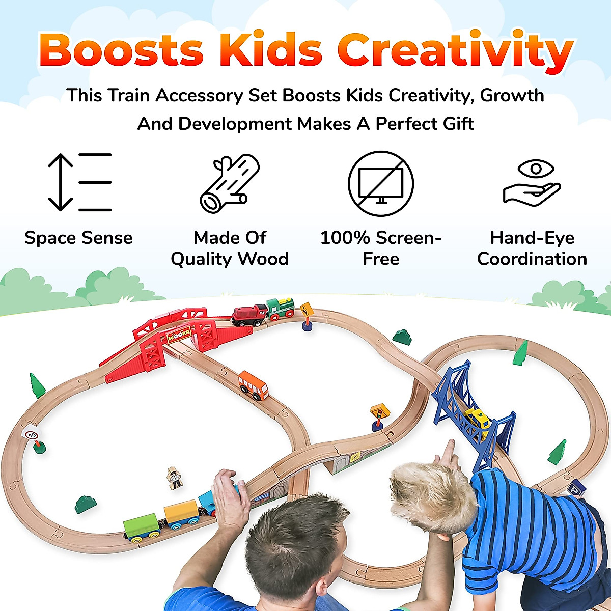 On Track USA Bridge Accessory Train Set: Suspension, Overpass and Arch Bridge Set Compatible with All Major Toy Trains Railway Expansion Accessories, Toy Train Track Accessory