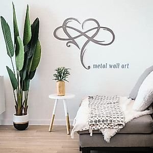 NASUHUAI Infinity Heart Metal Wall Decor Metal Wall Art Unique Infinity Heart Wall Decor Love Sign Plaque Steel Art.Be Used For wall Decor Bedroom Livingroom Decor（15.7 * 13.7） (Silver)