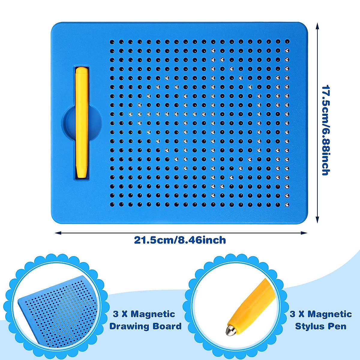 Yexiya 3 Packs Magnetic Drawing Board for Kids with Magnet Pen and Beads Magnetic Tablet Toy Learning Writing Board for Airplane & Car Ride Activities for Kids