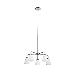 Globe Electric 65779 Candice 5-Light Chandelier, Polished Chrome Finish, White Glass Shades