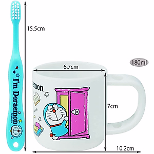 Japan Skater Toothbrush Set Cup with Stand 3-5 Years Old I'm Doraemon Secret Tool Doraemon 180ml 14.5cm KTB5 Import