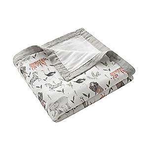 Little Jump Muslin Baby Quilt, Jungle Print Breathable Muslin Quilt Toddler Blanket - Oversized 47" x 47" - 2 Layers Muslin Crib Blanket for Baby Boy and Girls (Jungle)