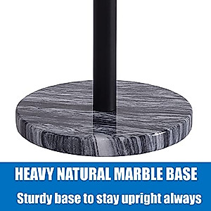 neutral brand Countertop Towel Rack with Heavy Marble Base T-Shape Bathroom Hand Towel Holder Stand SUS304 Stainless Steel, Dual Washcloth Display (Black)