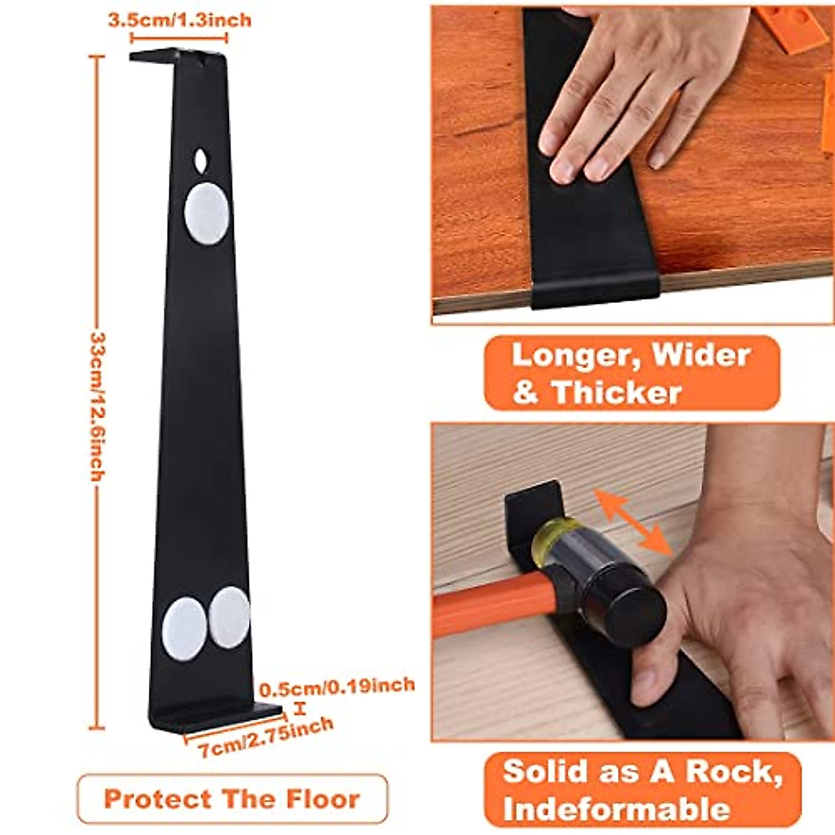 Upgraded Laminate Wood Flooring Installation Kit,Solid Tapping Block,Heavy Duty Pull Bar,Non Slip Soft Grip Double Faced Mallet,30Pcs Flooring Spacers