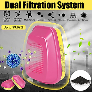 Pro Anti-fog Full-Face Mask Respirator - Reusable Gas Cover Organic Vapor Masks Survival Nuclear,Paint Mask with 60923 Cartridges for Woodworking,Dust,Formaldehyde,Epoxy Resin,Sanding,Cutting,welding
