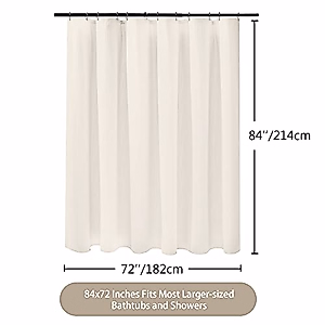 Upgraded Waterproof Shower Curtain for Bathroom with Metal Hooks Waffle Fabric Shower Curtain Heavy Duty Bath Curtain for Wet Room Bathtub Shower Stall, Weighted Hem - 72 x 72 (Cream White)