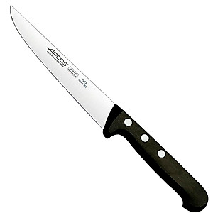 Arcos Kitchen Knife 6 Inch Nitrum Stainless Steel and 150 mm blade. Professional Utilty Knife. Ergonomic Polyoxymethylene POM Handle. Series Universal. Color Black