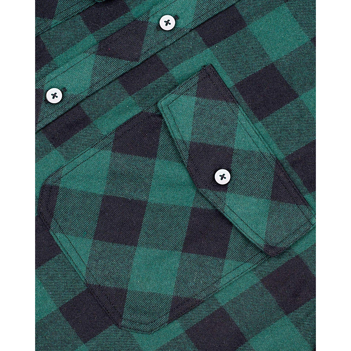 Alimens & Gentle Men's Button Down Regular Fit Long Sleeve Plaid Flannel Casual Shirts - Color: Green, Size: Large