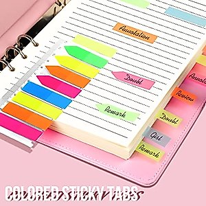 2 Pack A5 Refill Paper & 2PCS A5 Loose Leaf Pockets & 1 Pack 160PCS Index Tab with Ruler, LEOBRO A5 Planner Inserts, 6 Hole A5 Lined Paper Refill for 6 Ring Refillable Binder Planner Journal Notebook