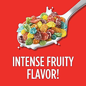 Pebbles Fruity PEBBLES Cereal, Fruity Kids Cereal, Gluten Free Rice Cereal for Kids, 15 OZ Large Cereal Sized Box