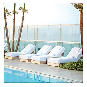 Boca Terry Chaise Lounge Cover - Cotton Terry Cloth Beach Chair Towel - Fitted Beach Towel, White Striped