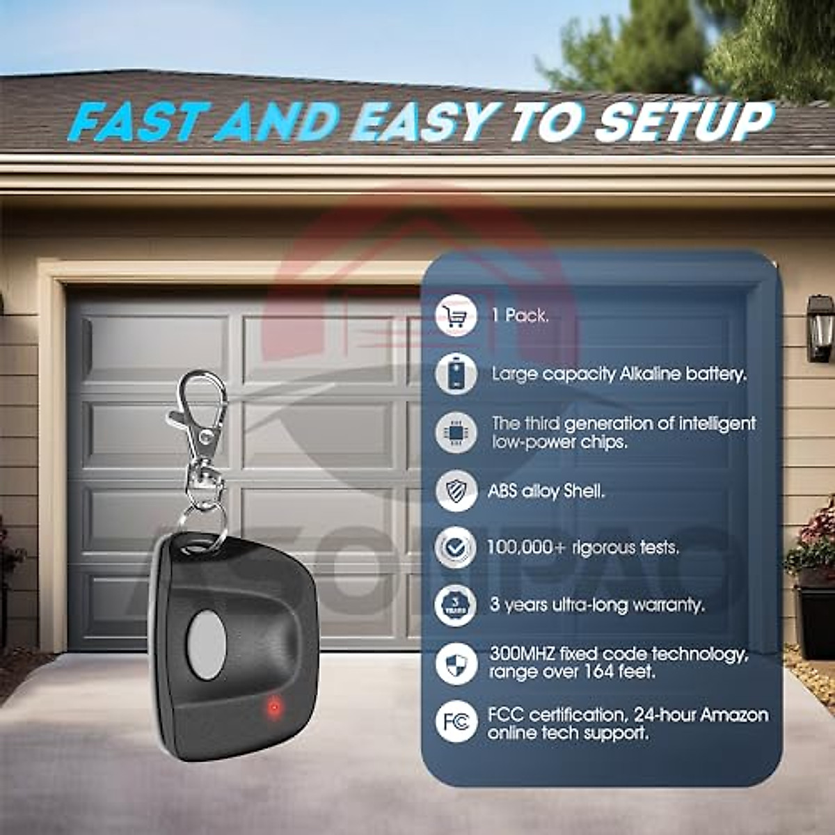 1 for Multicode Gate Opener Remote 3089 MCS308911,3060 MCS306010,3070 MCS307010 Garage Door Opener 3-Years-Warranty