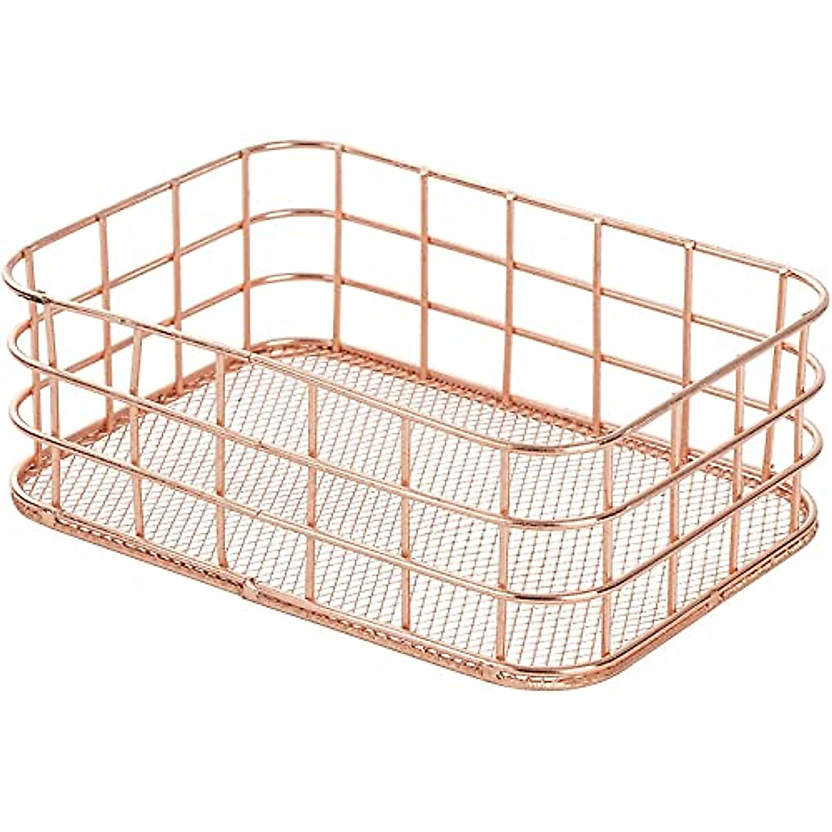 Metal Storage Baskets, Copper Wire Basket Organizer (Rose Gold, 2 Piece Set)