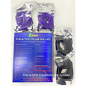 4 Pack Flea Collar for Cats 32Months Flea Tick Prevention for Cats Waterproof Cat Flea Collar Natural Cat Flea Tick Treatment Adjustable Flea Tick Collar for Cats Kittens(Black&Purple)