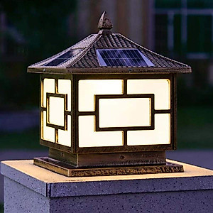 Ornaments Sculpture Statue Decoration Sculptures Solar Pillar Light Decoration Artware Outdoor Waterproof Garden Lights Home Door Post Wall Decoration Lamp Craft-B