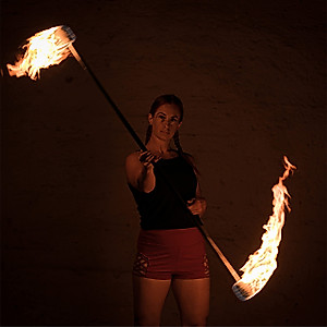 FIRE MECCA Fire Staff – 3 Inch Woven Kevlar MoonBlaze Head – Custom Length – 60 Inch Length – Aluminum Tube Body – Flow, Spinning, Circus, Dance Prop – for Festivals, Ceremonies, & Performances