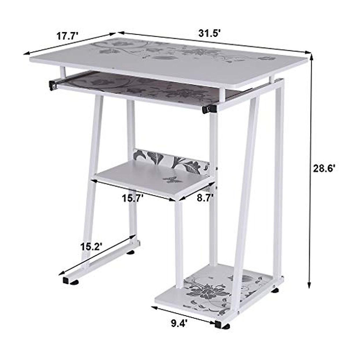 Standing Desk Stand Up Desk with Mutil-Layer Large and Comfortable Table top Desktop Computer Desk Laptop Study Table Office Desk with Pullout Keyboard Tray (White)