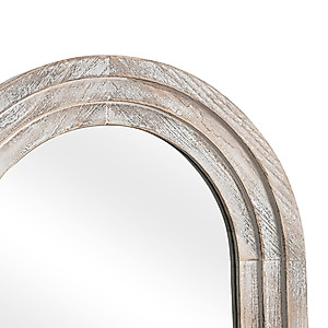 NeuType Arched Full Length Mirror 65"x22" Floor Mirror Rustic Wood Frame Rectangular Full Body Mirror Standing Mirror Wall-Mounted Freeleaning for Bathroom Bedroom Living Room,Weathered White