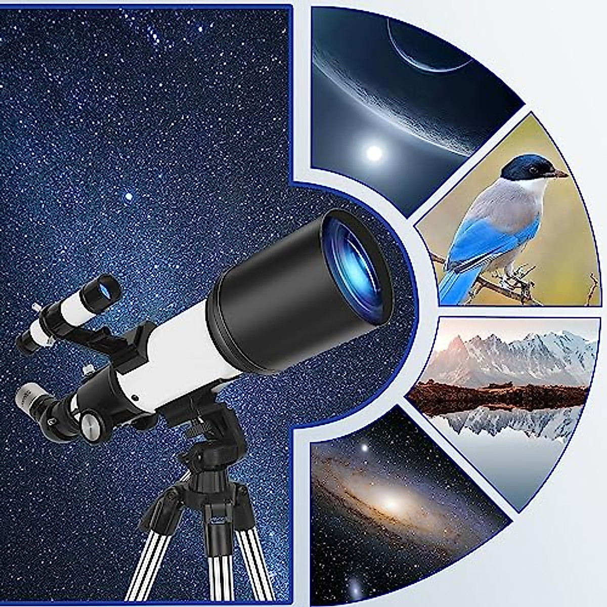 Telescope for Adults, 70mm Aperture 500mm Refractor Telescope for Astronomy Beginners, 20X-150X, Fully Multi Coated Optics, Portable Travel Telescope with Pro Tripod, Phone Adapter & Backpack