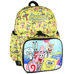 Nickelodeon SpongeBob SquarePants Characters Patrick Star Sandy Cheeks Mr. Krabs Squidward 2 Pc Lunch Box Backpack Bag Set