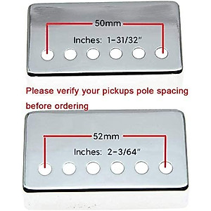 KAISH 2pcs Humbucker Guitar Pickup Cover Brass Humbucker Pickup Covers 50mm/52mm Pole Spacing Pickup Covers for Epi Les Paul Chrome