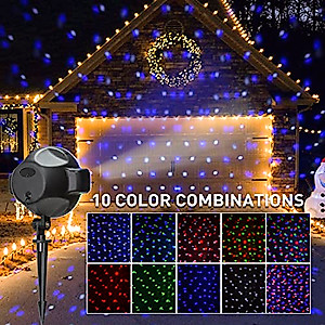 Vanthylit Christmas Projector Lights Multi Function Rotating Falling Snow Projector for Xmas Moving Points Landscape Lights for Home Yard Garden Party and for Show Club Pub