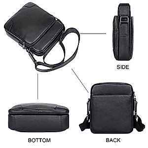 Augus Leather Messenger Crossbody Shoulder Bag for Men Work Business Casual Adjustable Straps (black-1)