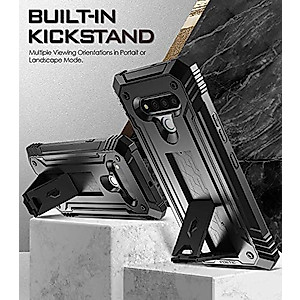 Poetic Revolution Series for LG Stylo 6 Case, Full-Body Rugged Dual-Layer Shockproof Protective Cover with Kickstand and Built-in-Screen Protector, Black