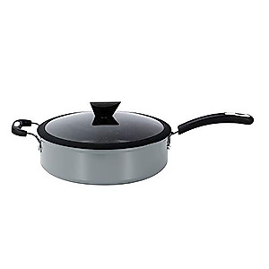 Ozeri All-In- One Stone Saucepan and Cooking Pot 100% APEO, GenX, PFBS, PFOS, PFOA, NMP and NEP-Free German-Made Coating, 5 L (5.3 Quart), Granite Gray