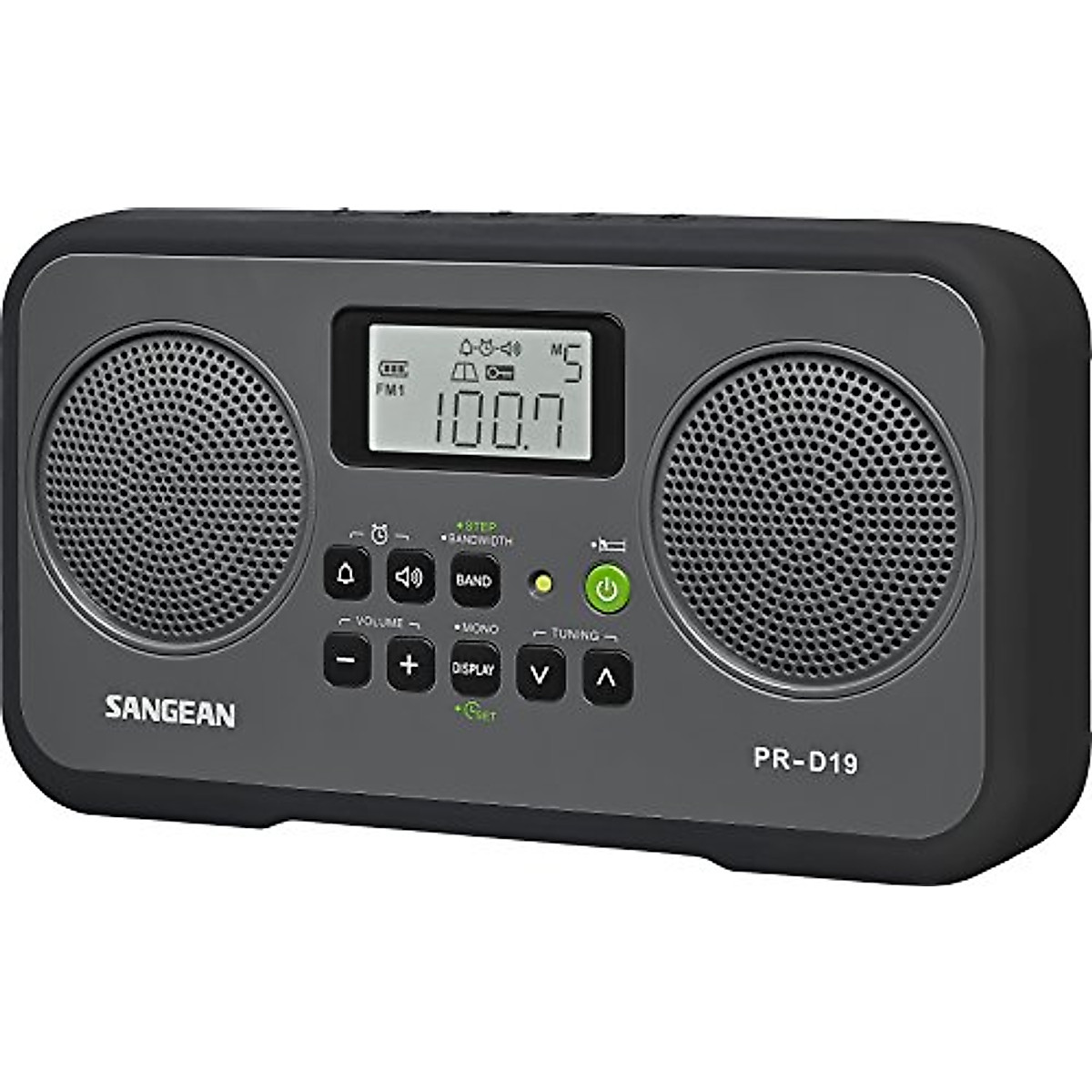 Sangean PR-D19BK FM Stereo/AM Digital Tuning Portable Radio with Protective Bumper (Gray/Black)