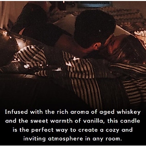 VeraRose Whiskey & Vanilla Scented Candle - Soy Wax, 60+ Hours, Masculine Home Fragrance, Black Jar, Non-Toxic, 12oz, Ideal for Relaxation & Aromatherapy