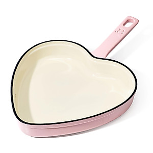 Gorgeous 10” Enameled Cast Iron Heart Skillet, Pink Champagne by Drew Barrymore
