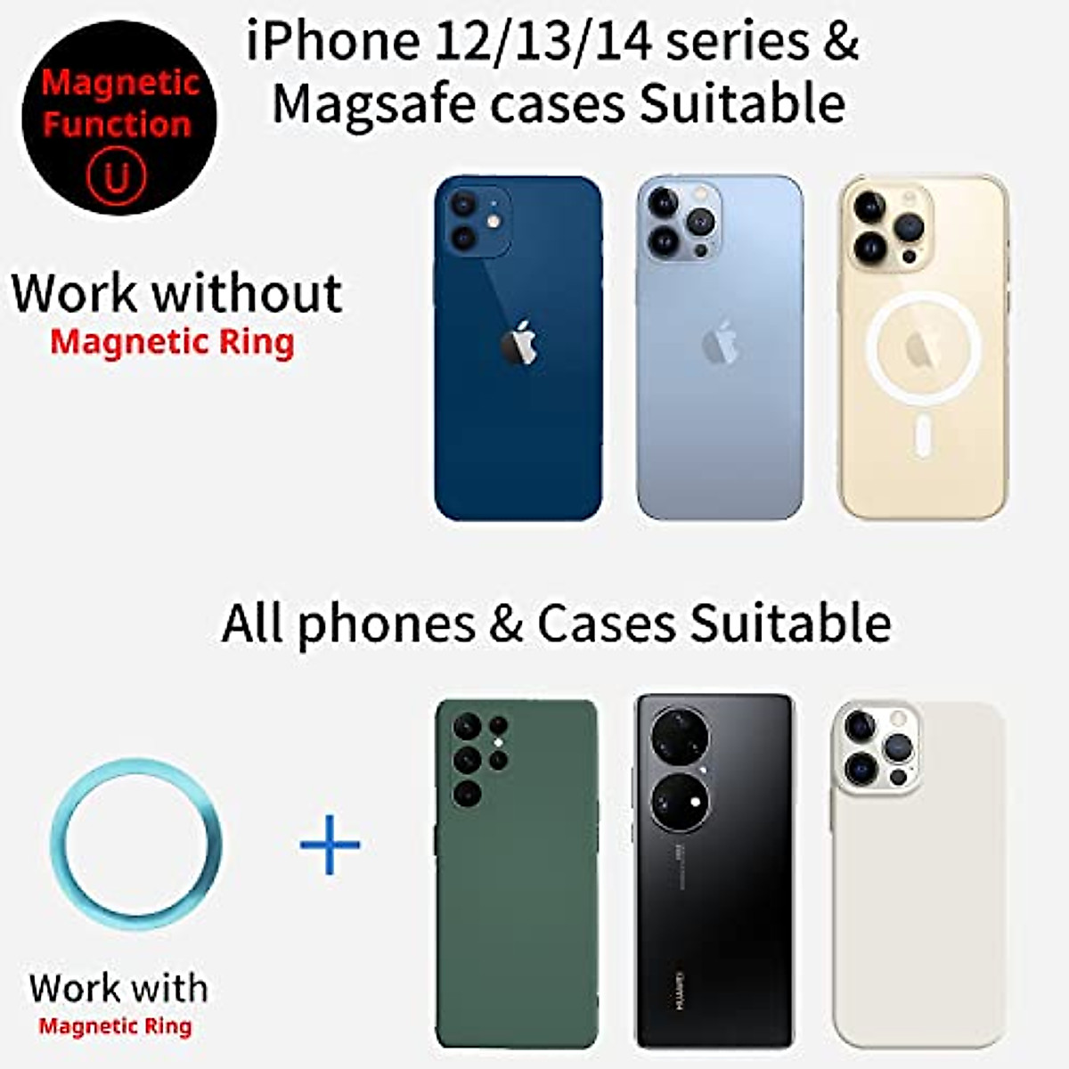 HAFOKO Magnetic Smartphone CapGrip Camera Cell Phone Handle Grip Photo 10W Wireless Charging Stand Phone Holder with Bluetooth Wireless Remote Control Compatible for iPhone Samsung Video Shooting