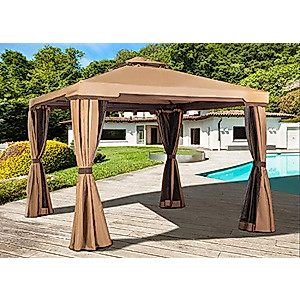 SOLAURA Patio Gazebo 10 x 10 FT for Garden, Outdoor Gazebo and Waterproof Canopy Tent with Mosquito Netting and Ventilate