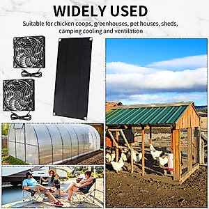 10w 12v Solar Panel Dual Fans Kit Waterproof Outdoor Solar Powered Exhaust Ventilation Fan Dual USB Portable Solar Attic Fan for Chicken Coop Greenhouse Shed PET Houses Window (1 Set)