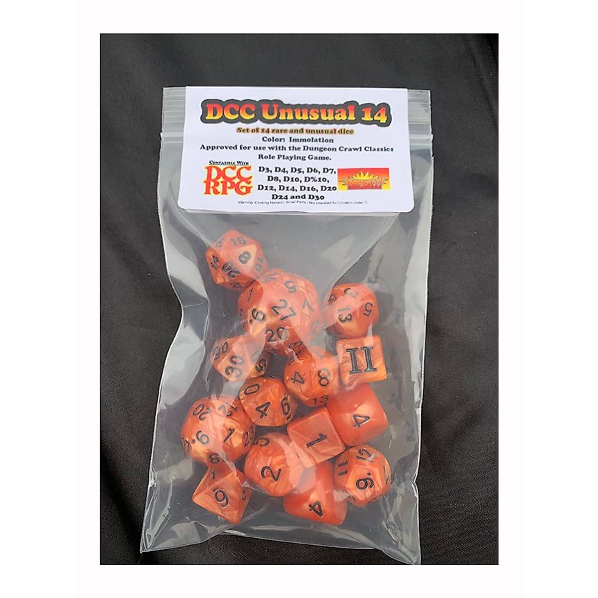 Immolation - 14 Unusual Dice Set Approved for Use with Dungeon Crawl Classics - DCC - Unleashed Arcana…