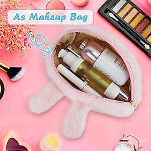 Toplive Cute Pink Pencil Case, Plush Pencil Pouch Fuzzy Pen Case, Cartoon Makeup Bag Kawaii Stationery Cosmetic Organizer Bag for Teens Girls Women, Pink Rabbit