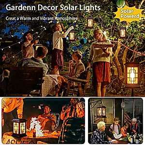 Solar Lantern Outdoor Lights,Big Size Hanging & Plug-in Lawn Path Solar Lights,Waterproof Flickering Flame Solar Lantern Lights，Solar Garden Light in Yard/Fence/Wall