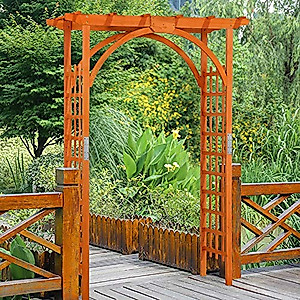 Yaheetech Wedding Arches 7FT Wood Backdrop Stand Wooden Garden Trellis Arbor Climbing Arbor Arch for Ceremony Planting Garden Patio Greenhouse Bridal Party Decoration Decor